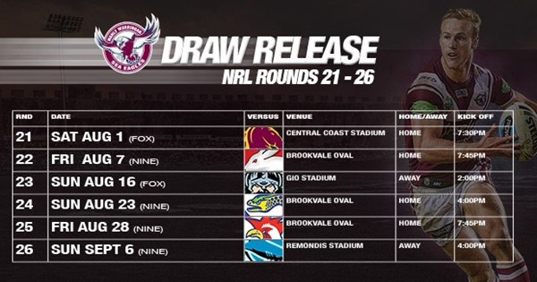 NRL Releases Dates of Final 6 Rounds | Manly Warringah Sea Eagles