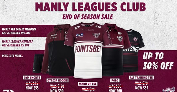 Merchandise sale at Manly Leagues Club | Manly Warringah Sea Eagles