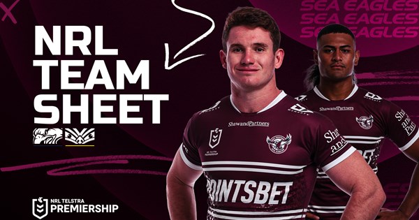 NRL Team Sheet: Round 25 v Warriors | Manly Warringah Sea Eagles
